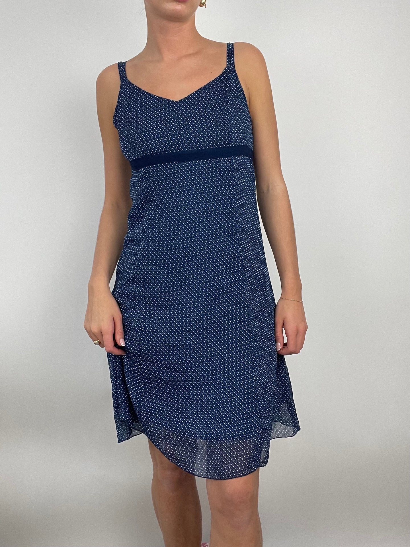 ADDISON RAE DROP | small blue polka dot midi dress – remass