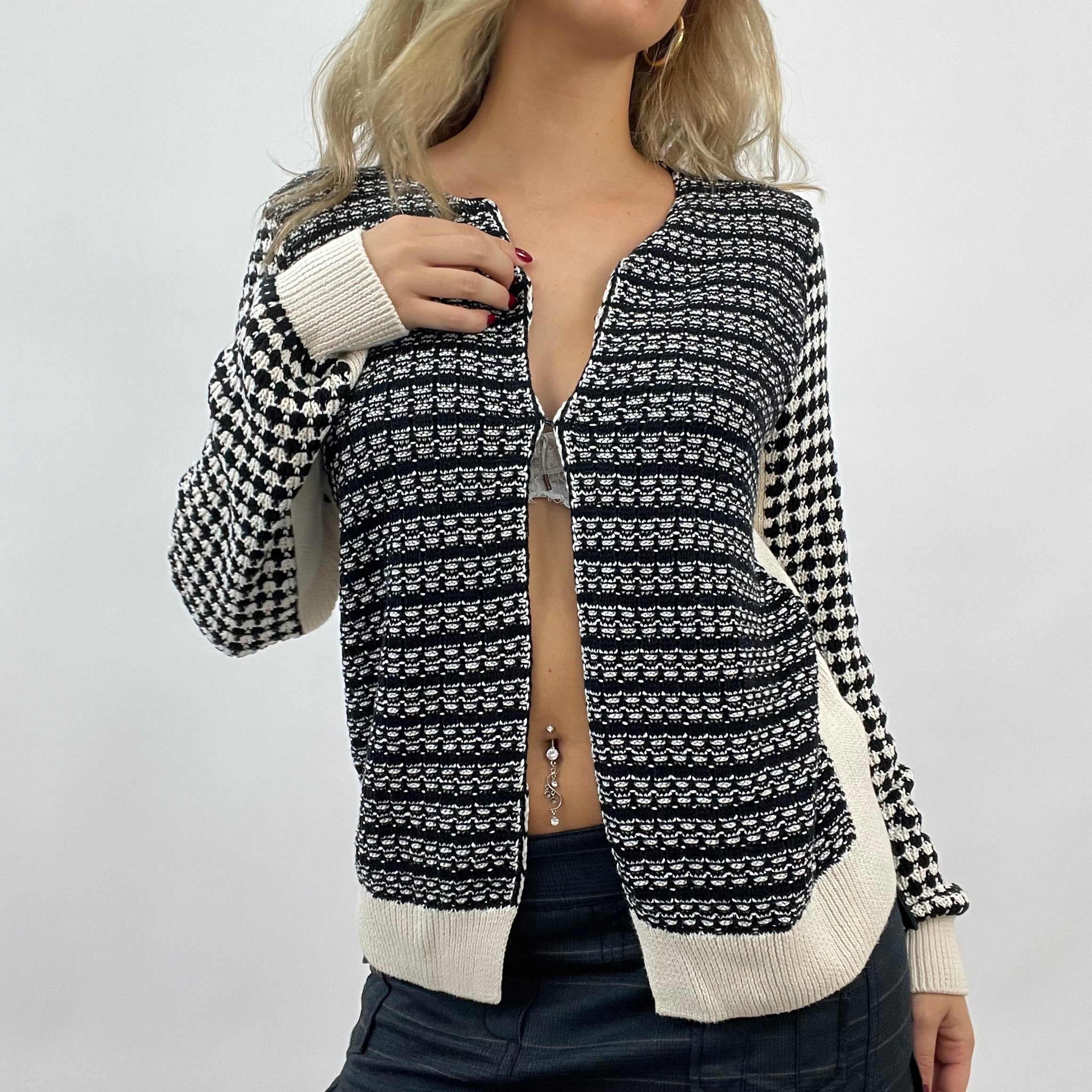CORPCORE DROP | small black and white patterned knit cardigan – remass