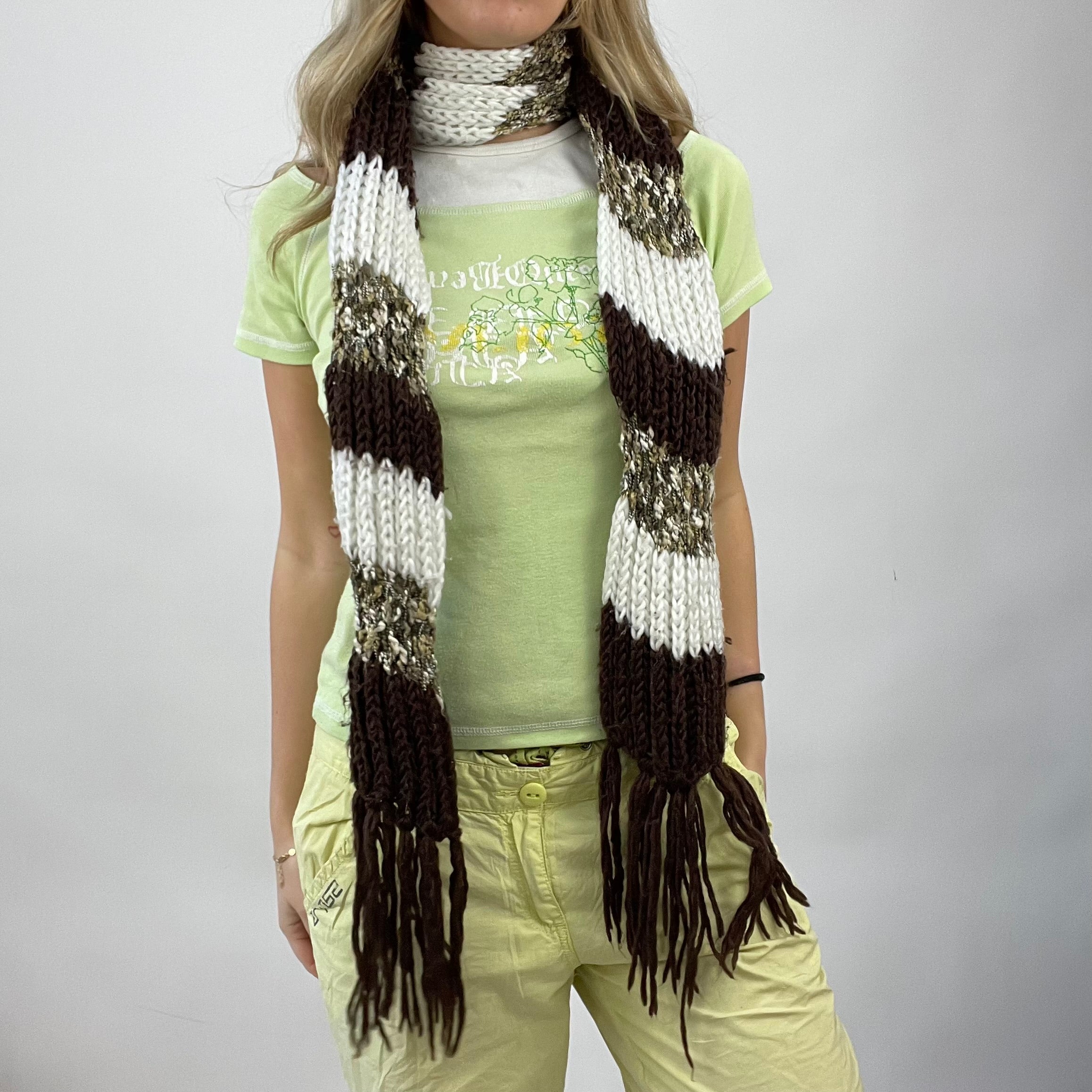 💻 COTTAGECORE DROP | brown striped chunky knit scarf – remass