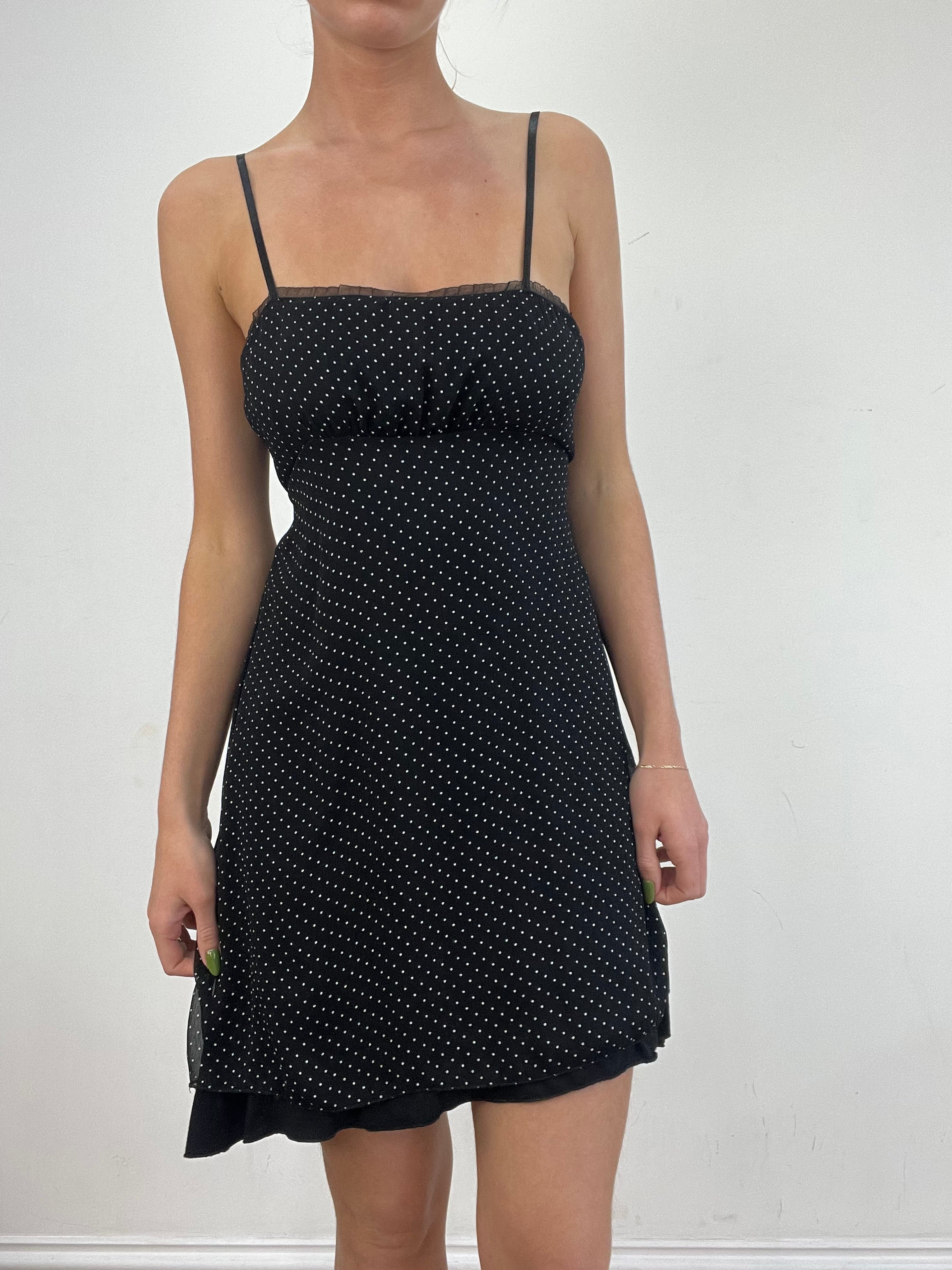 💻💚 vintage edit nineteen | medium black polka dot dress – remass